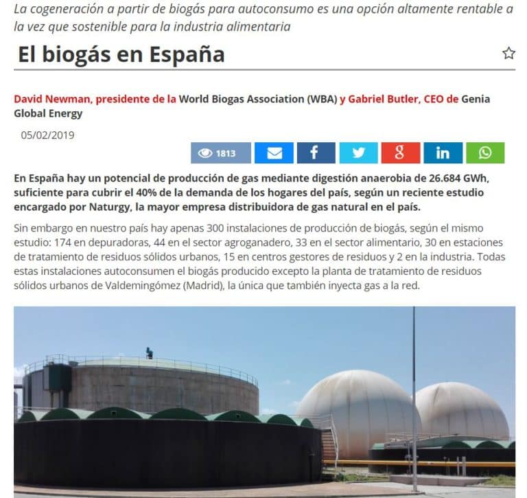 World Biogas Association (WBA) | Read in Spanish - article on biogas in ...